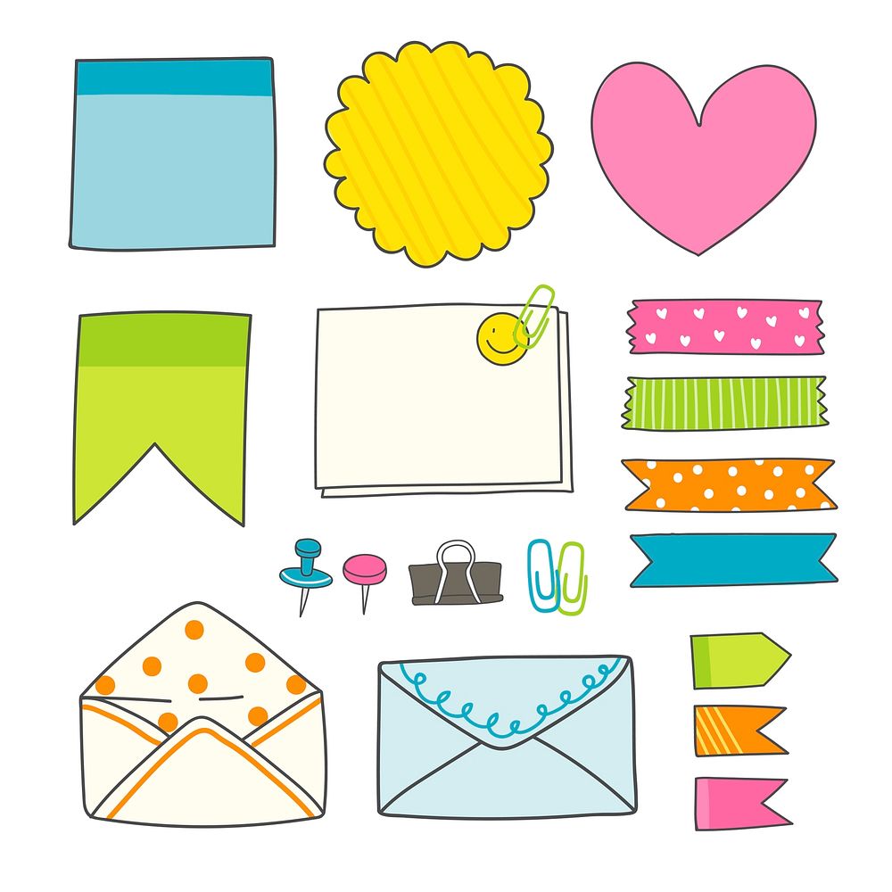 Note papers and office supplies | Free Vector - rawpixel