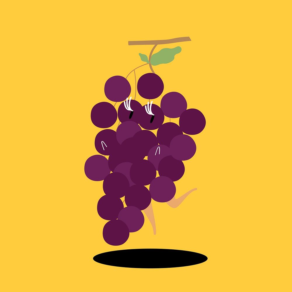Fresh grapes cartoon character vector | Free Vector Illustration - rawpixel