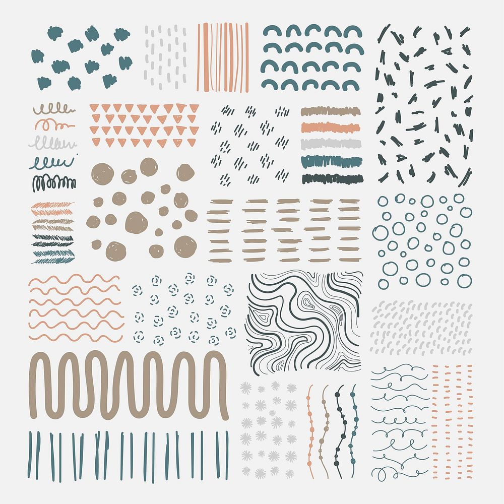 Hand drawn patterned design elements | Premium Vector - rawpixel