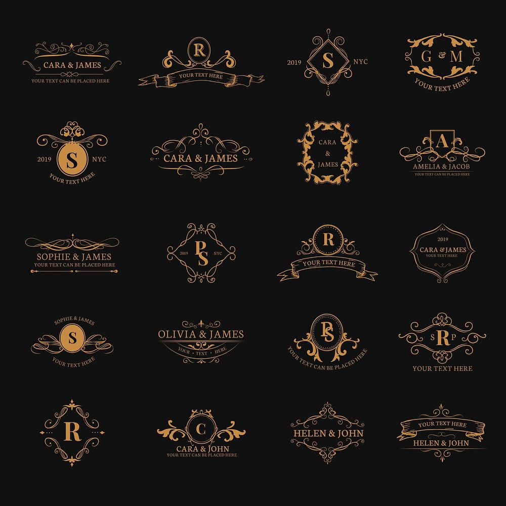 Vintage baroque badge design set | Premium Vector - rawpixel