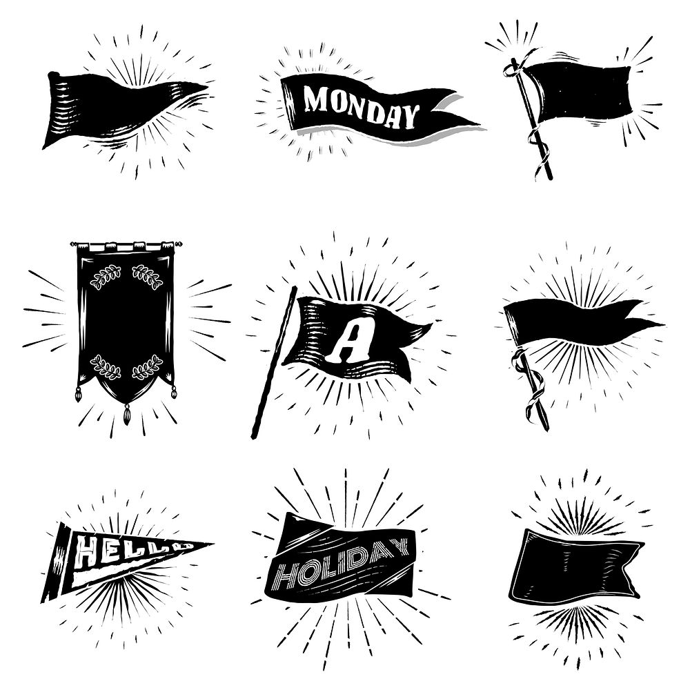 Old school flags and banners | Free Vector - rawpixel