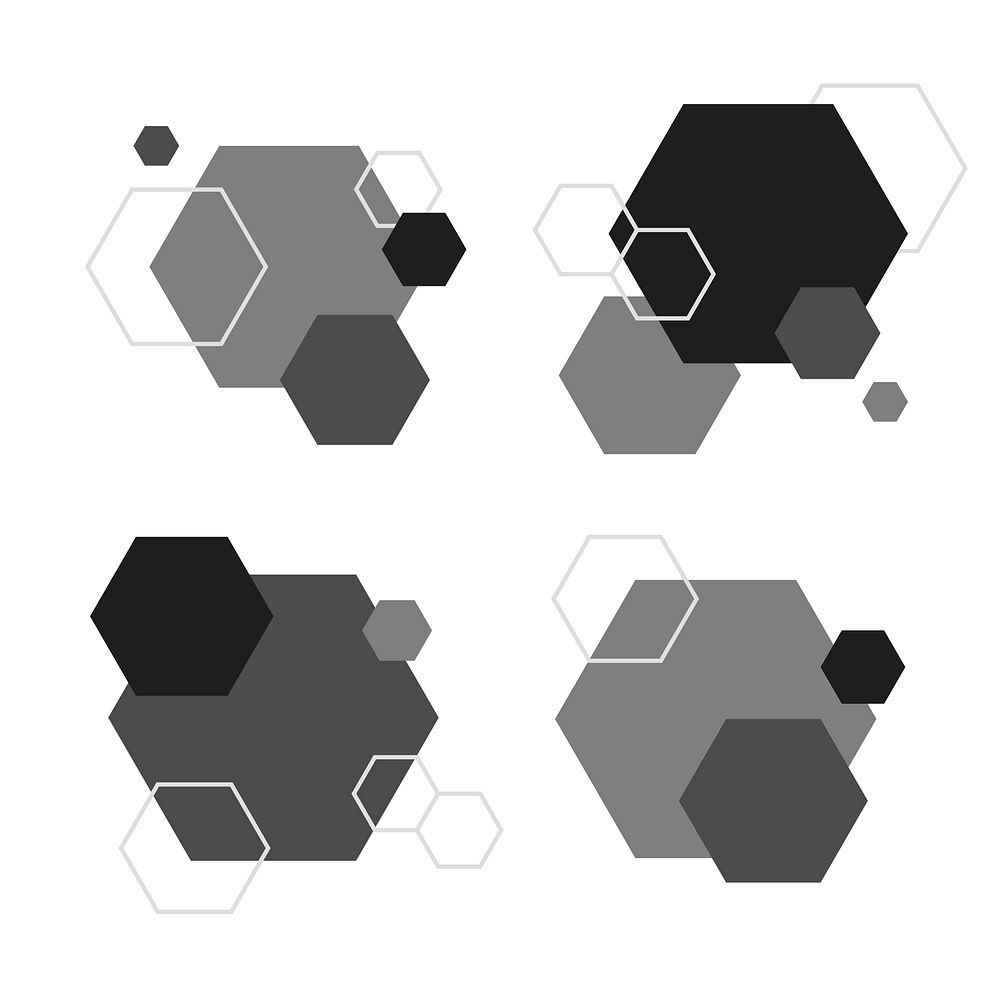 Black and white hexagon geometric | Free Vector - rawpixel