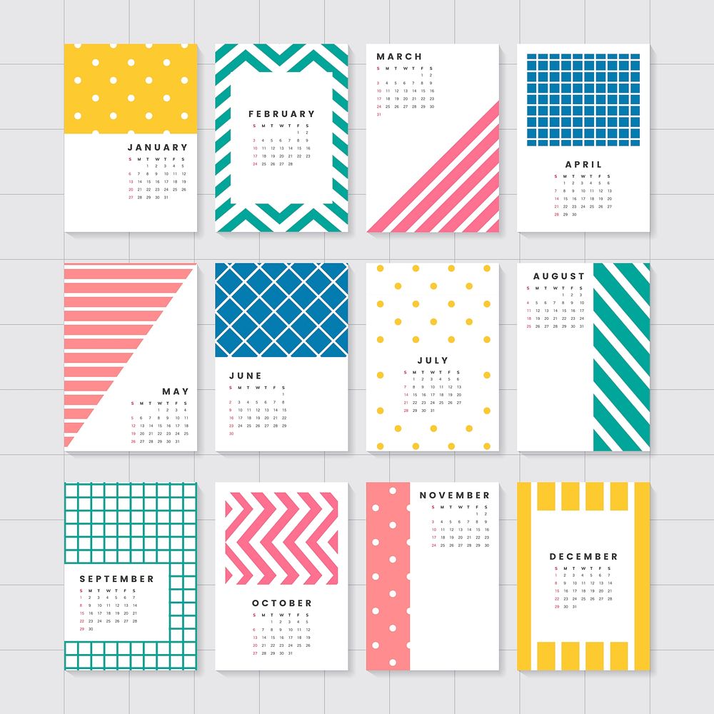 Pastel patterned calendar 2019 vector | Free Vector - rawpixel