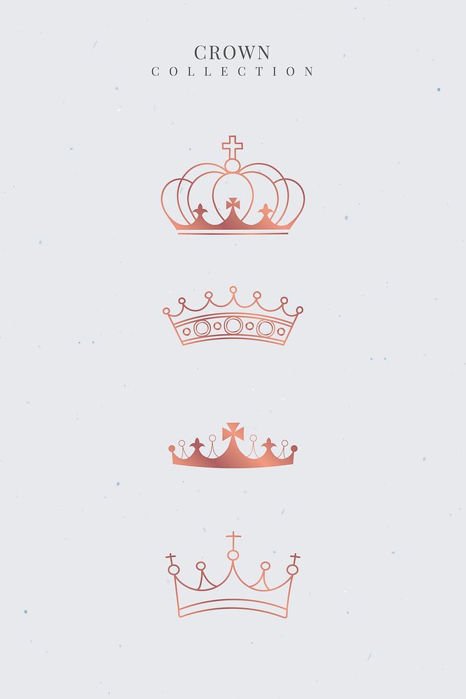 Rose gold crown collection vector | Premium Vector - rawpixel