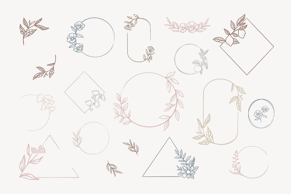 Botanical frame element vector collection | Premium Vector - rawpixel