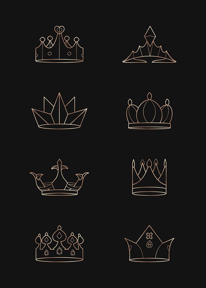 Luxurious geometric crown design collection | Premium Vector - rawpixel