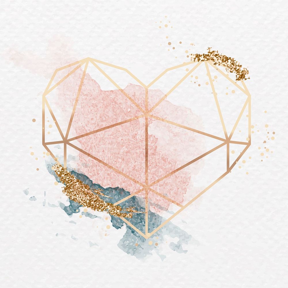 Shimmering golden geometric heart vector | Premium Vector - rawpixel