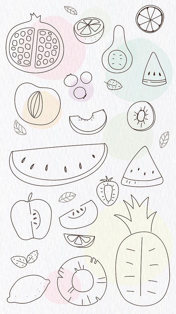 Summertime fruit doodle vector collection | Premium Vector - rawpixel
