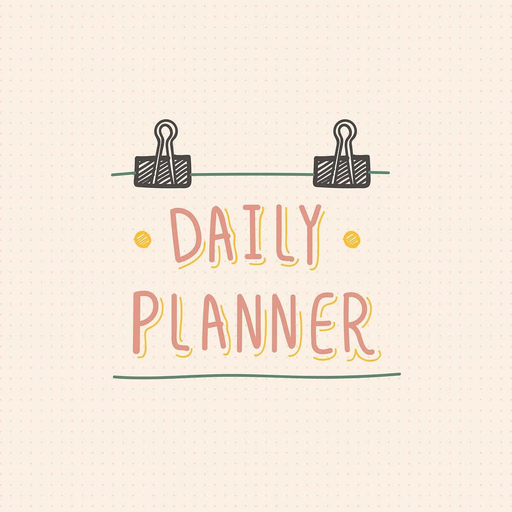 Daily planner typography design vector | Premium Vector - rawpixel