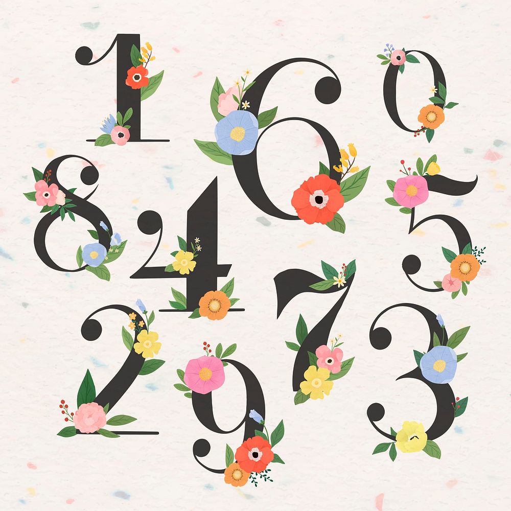 Floral number 0-9 vector set | Premium Vector - rawpixel