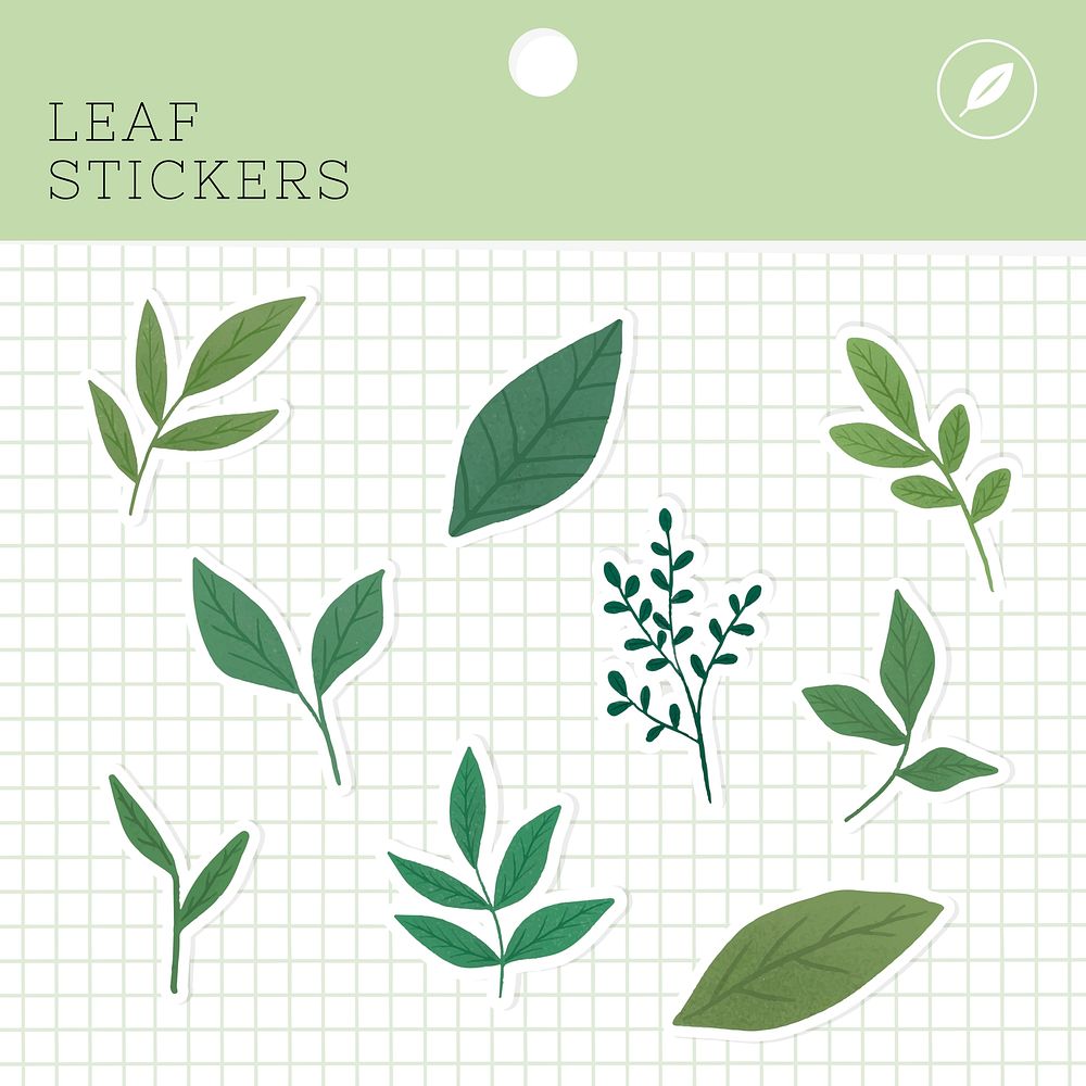 Leaf stickers package vector | Premium Vector - rawpixel