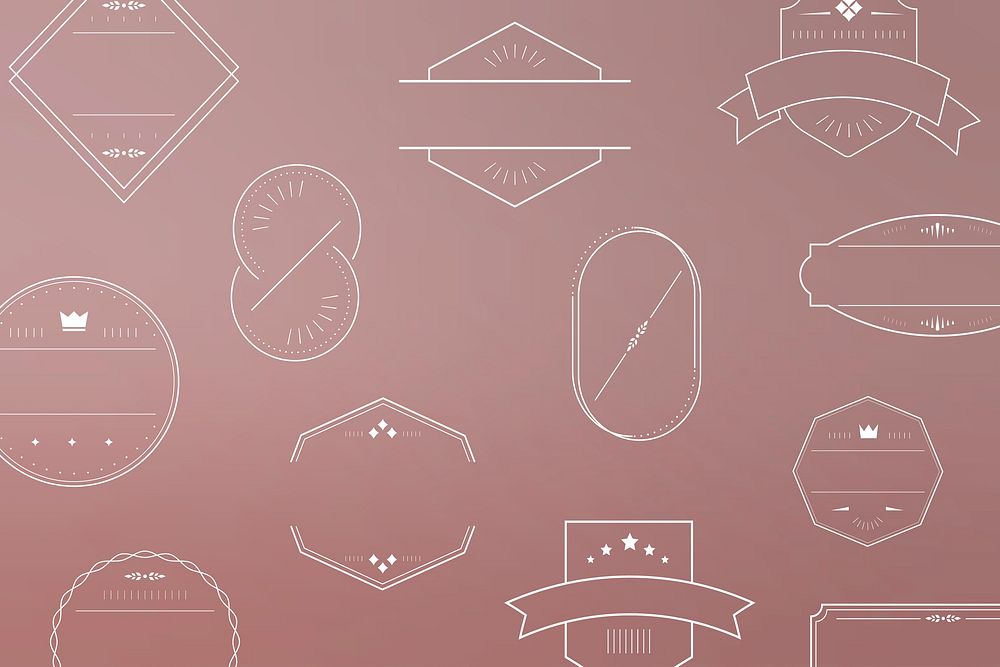 Badges on pink background vector | Free Vector - rawpixel