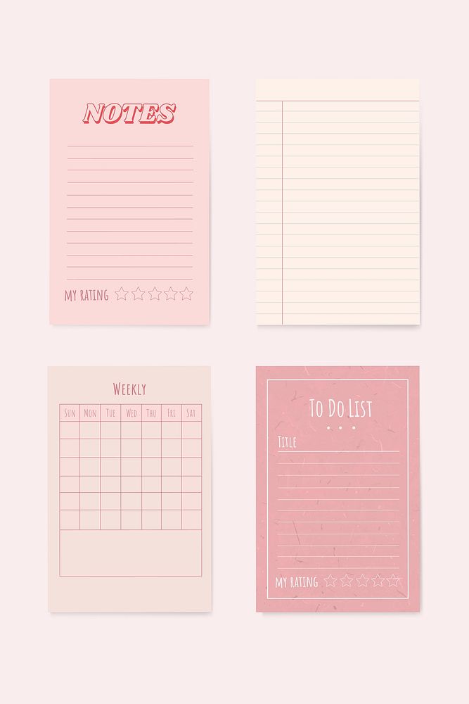 Pink notepad planner set vector | Premium Vector - rawpixel