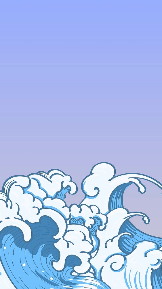 Blue Japanese wave background vector | Premium Vector - rawpixel