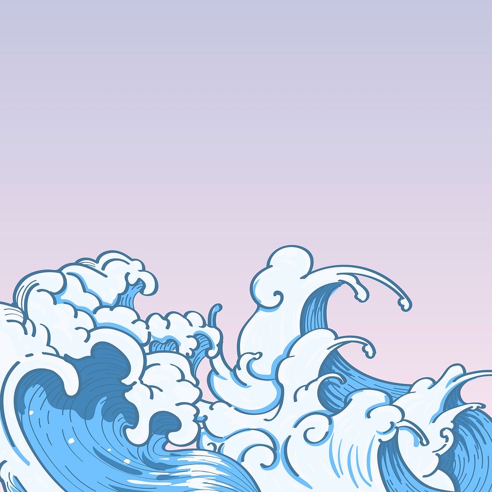 Blue Japanese wave background vector | Premium Vector Illustration ...