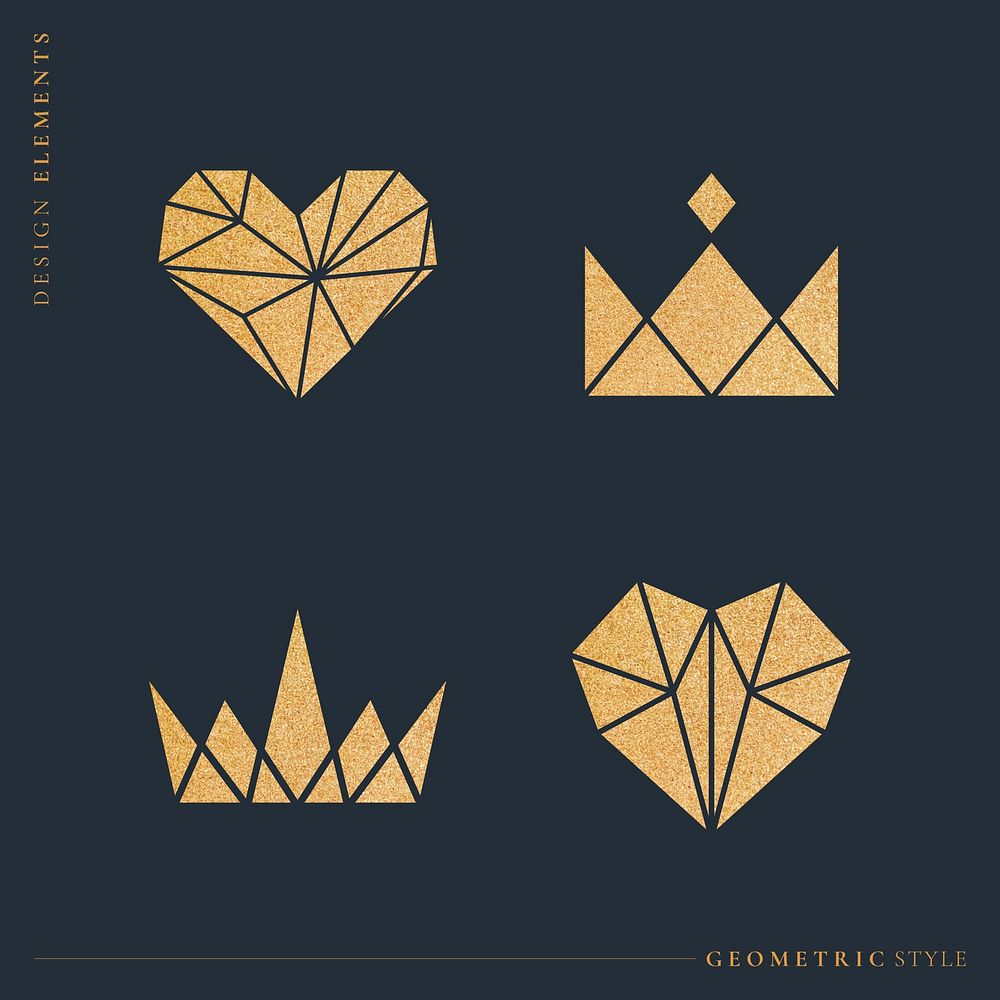 Golden shimmering geometric design element | Premium Vector - rawpixel