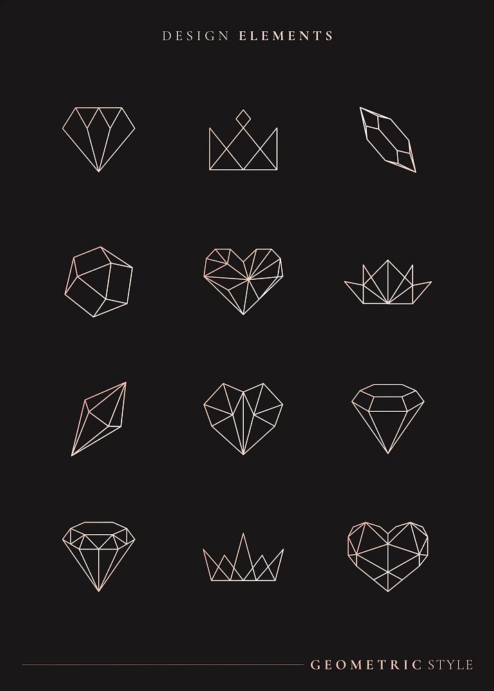 Linear geometric design element collection | Free Vector - rawpixel