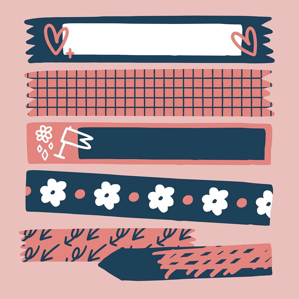 Doodle floral tape design vectors | Premium Vector - rawpixel