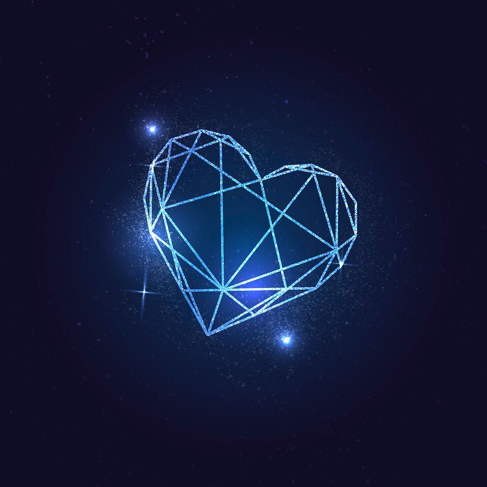 Shimmering blue geometric heart vector | Premium Vector - rawpixel