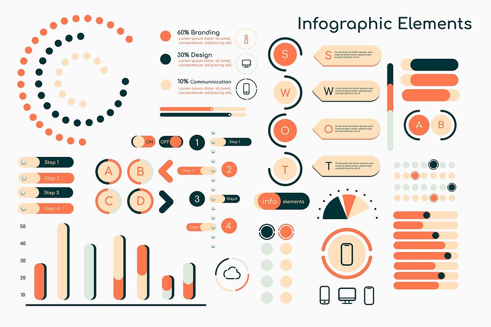 Orange infographic design elements | Premium Vector - rawpixel