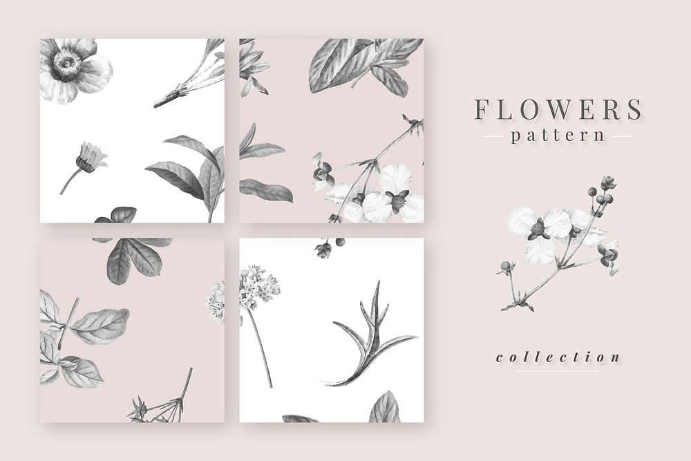 Blooming flowers pattern vector | Premium Vector - rawpixel