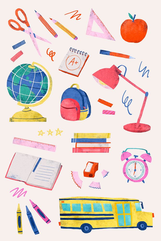 Back to school stationery vector | Premium Vector - rawpixel