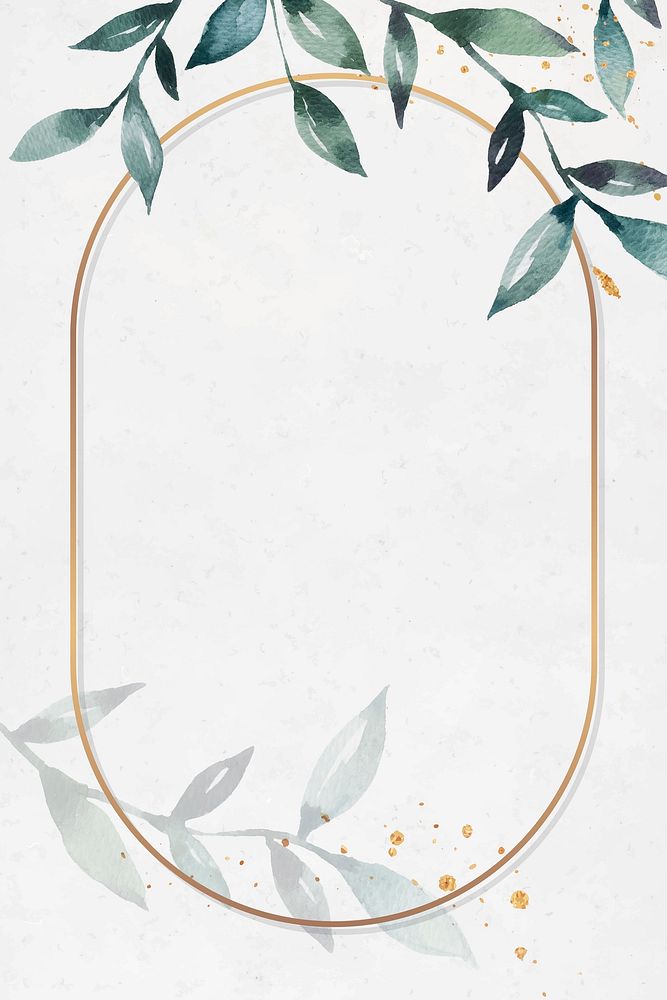 Leafy golden oval frame vector | Premium Vector - rawpixel