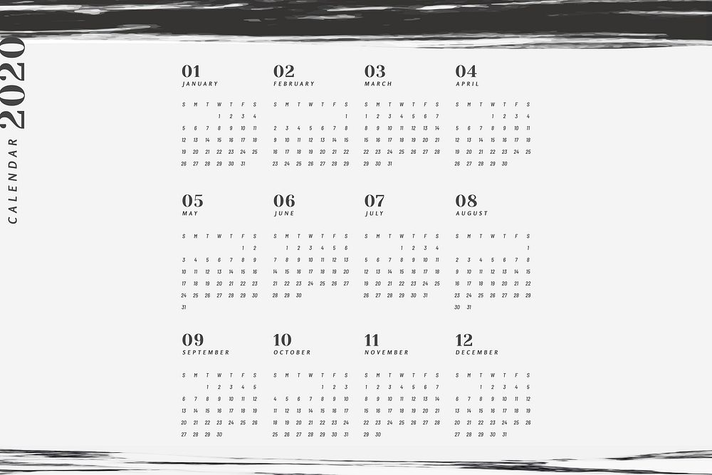Black and white marble calendar | Premium Vector - rawpixel