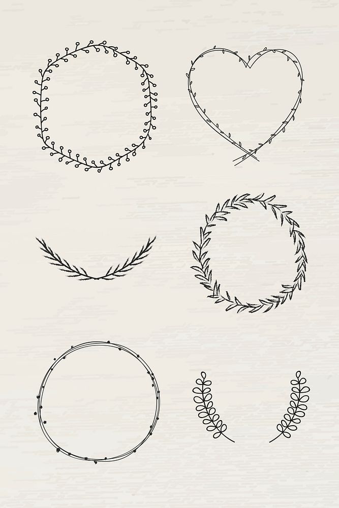 Black leafy frame set illustration | Free PSD - rawpixel