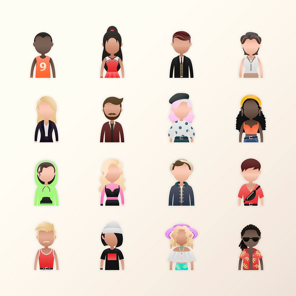 Set of diverse people avatars | Premium PSD - rawpixel