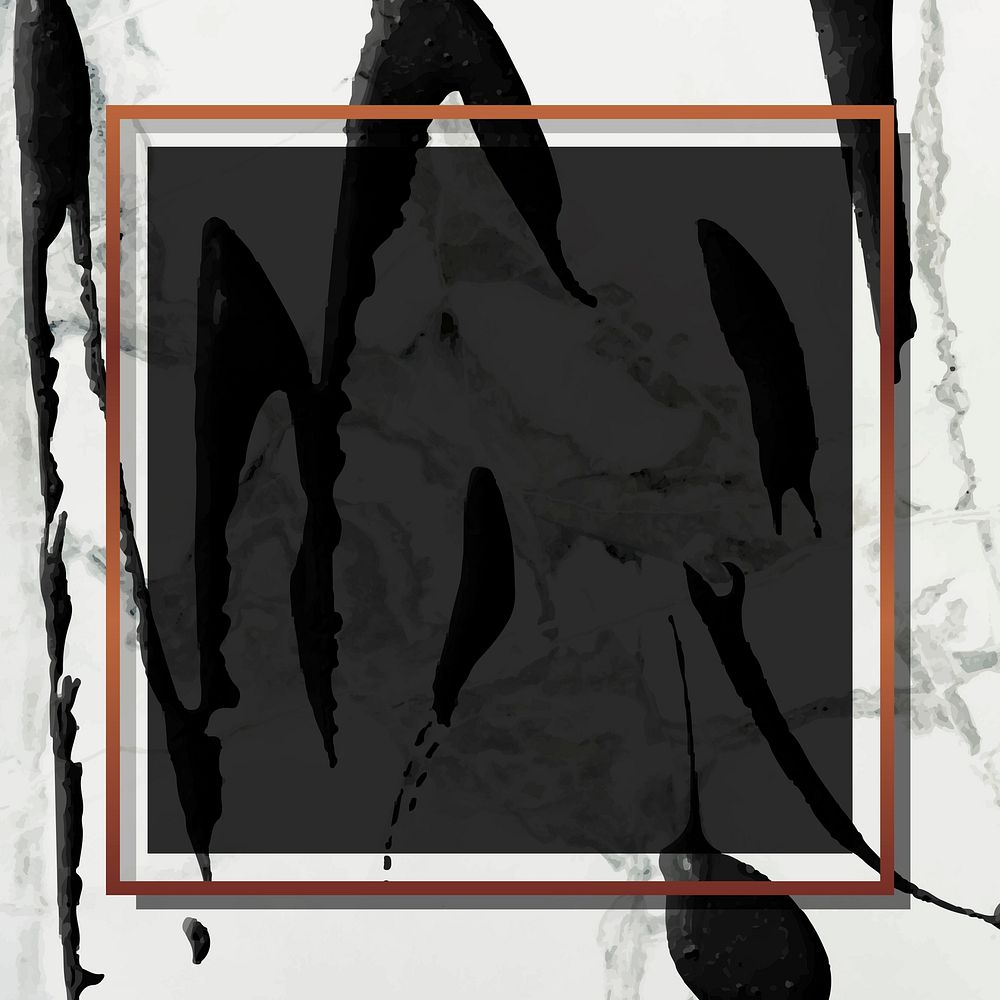 Square bronze frame with paintbrush | Premium Vector - rawpixel