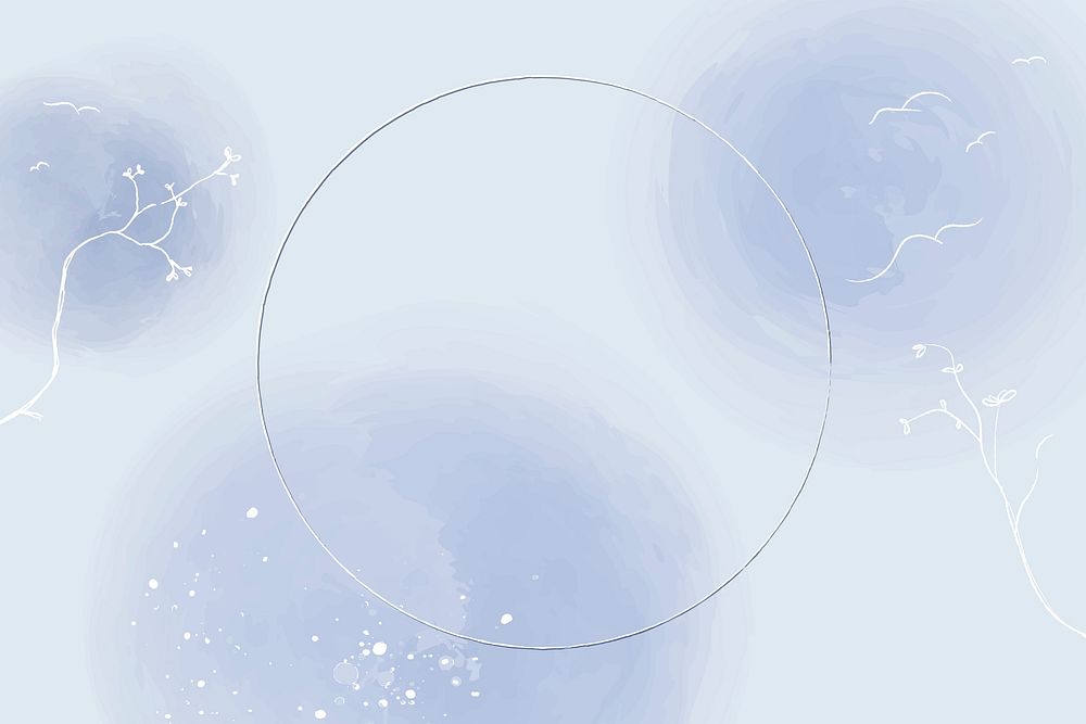 Blue round floral frame vector | Premium Vector - rawpixel
