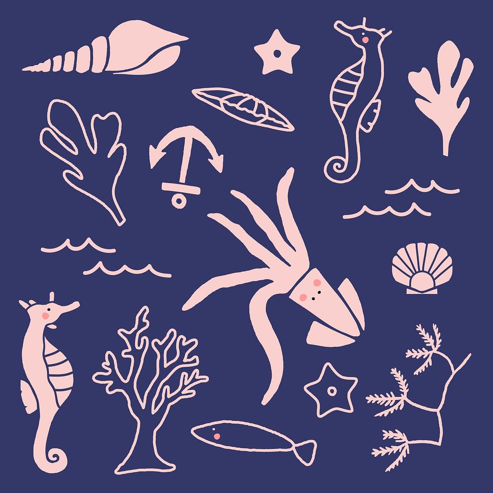 Hand drawn underwater animal collection | Premium Vector - rawpixel