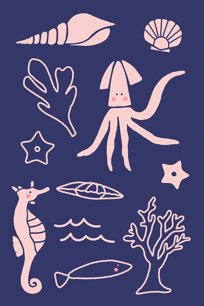 Hand drawn underwater animal collection | Free Vector - rawpixel