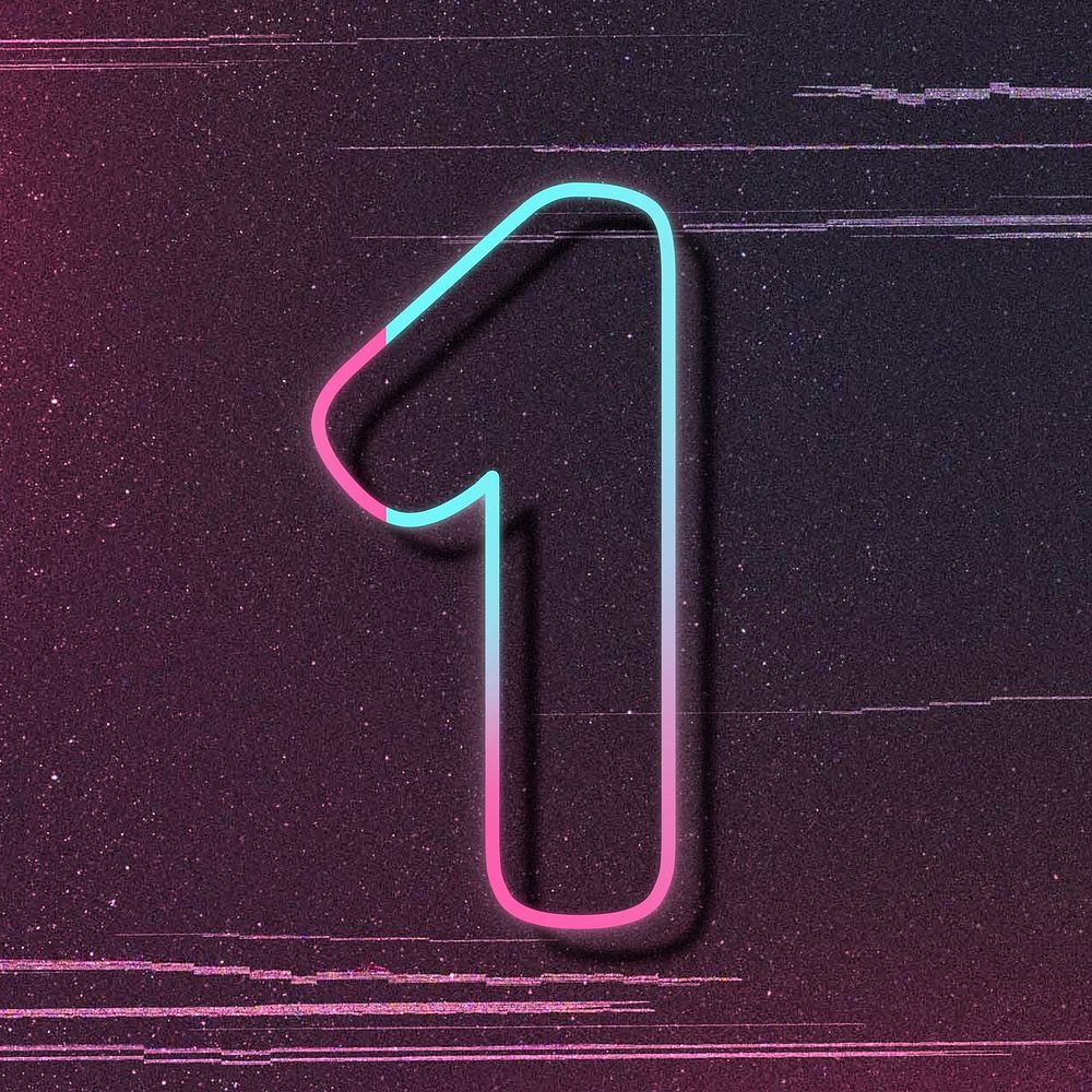 Pink neon glow number 1 | Free PSD - rawpixel