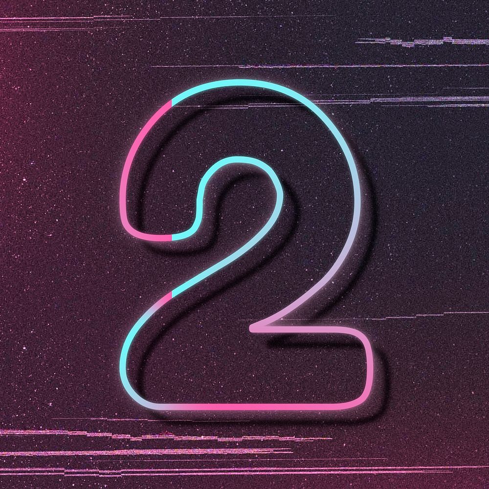 Pink neon glow number 2 | Free PSD - rawpixel