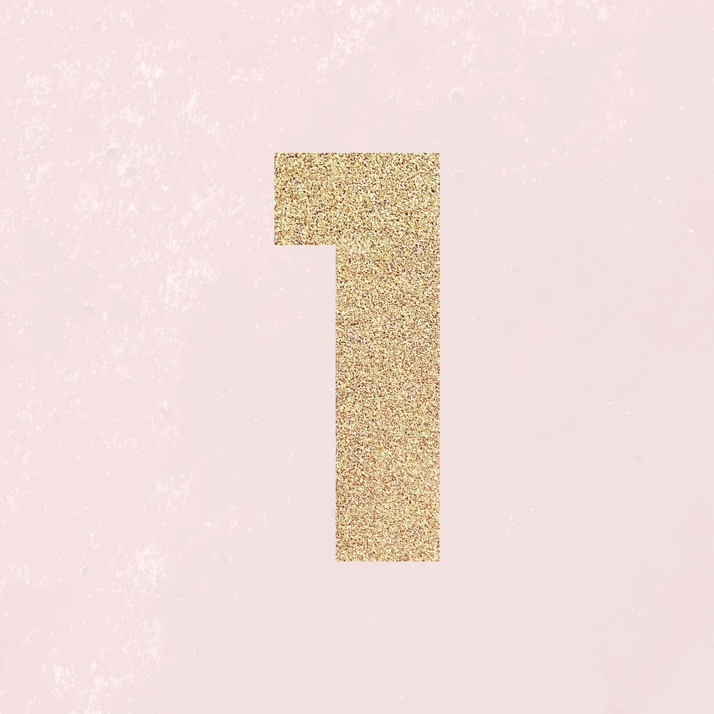 Glitter gold number 1 typography | Free Vector - rawpixel