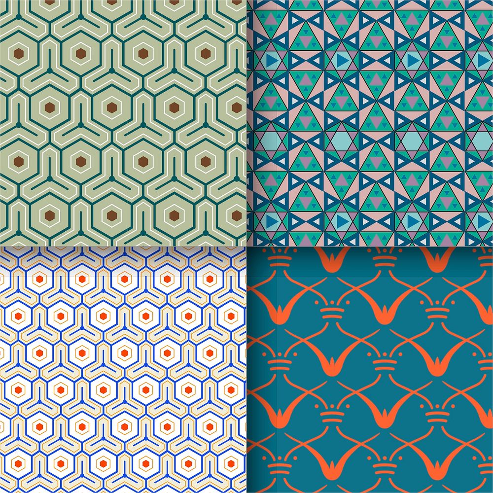 Set of 4 vintage patterns | Free Vector - rawpixel