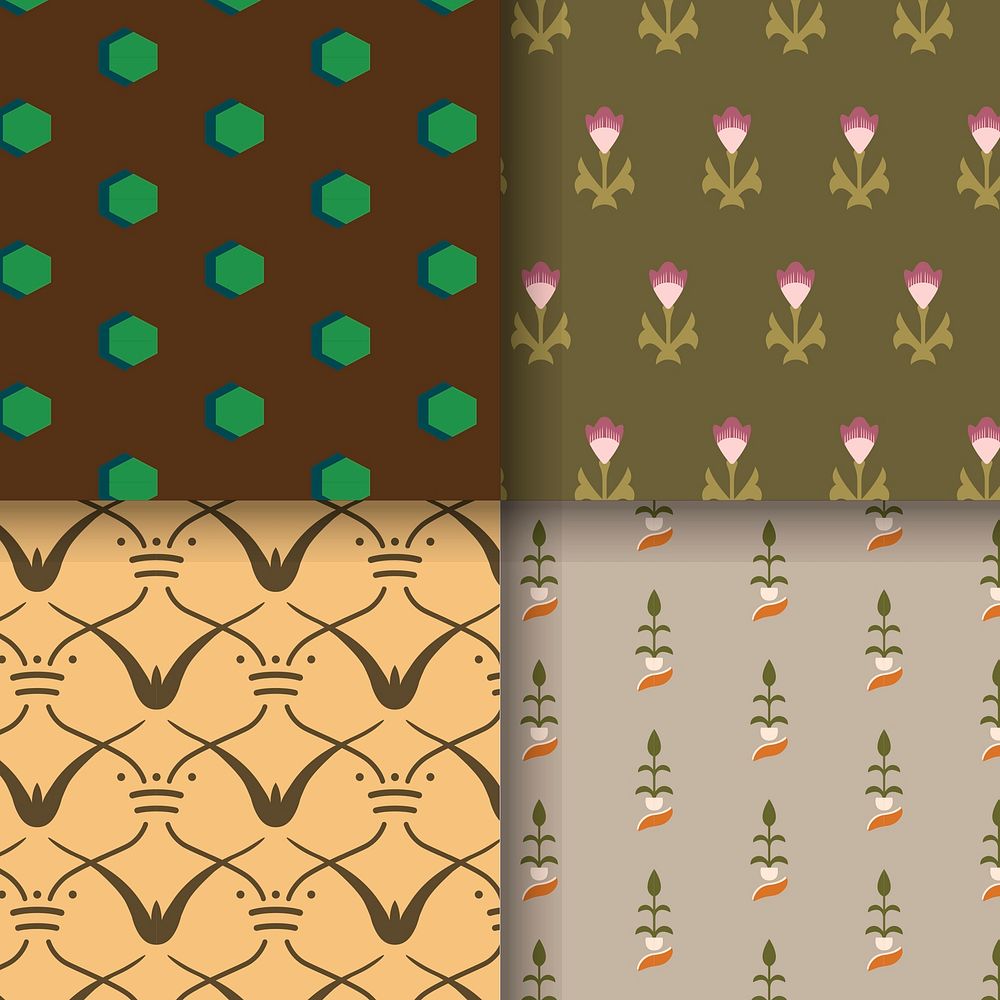 Set of 4 vintage patterns | Free Vector - rawpixel