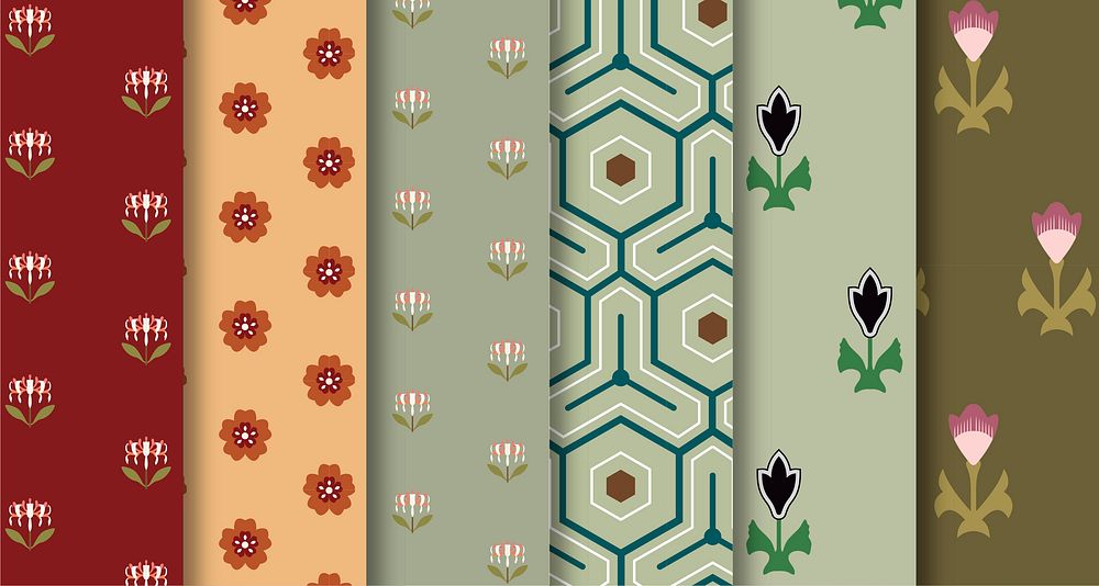 Set of 6 vintage patterns | Free Vector - rawpixel