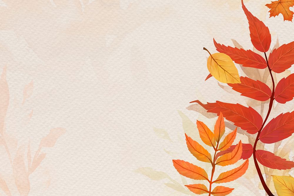 Fall leaves beige background psd | Premium PSD - rawpixel