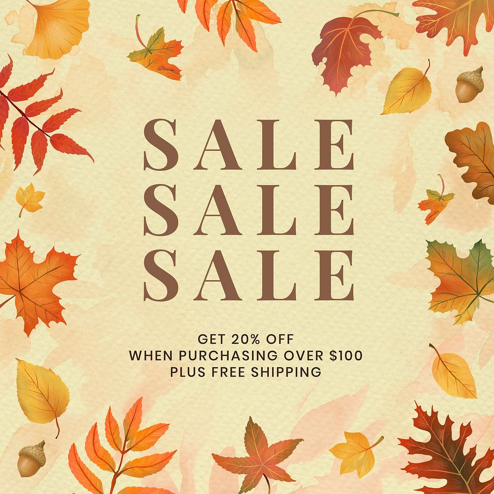 Fall sell template psd for social | Premium PSD Template - rawpixel