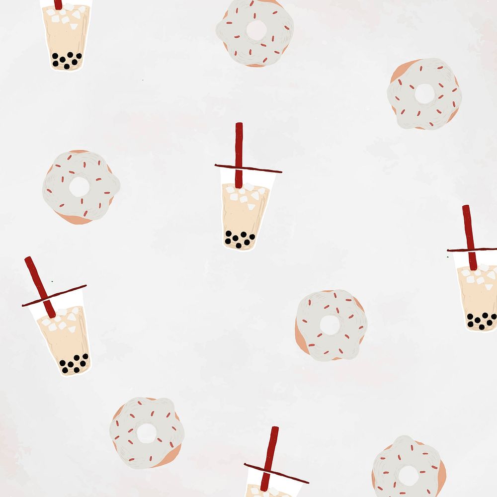 Boba tea patterned background psd | Free PSD - rawpixel