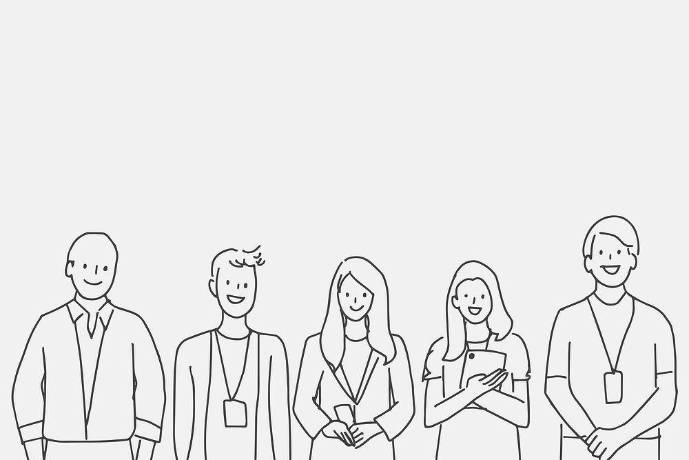 People doodle vector happy colleagues | Premium Vector Illustration ...