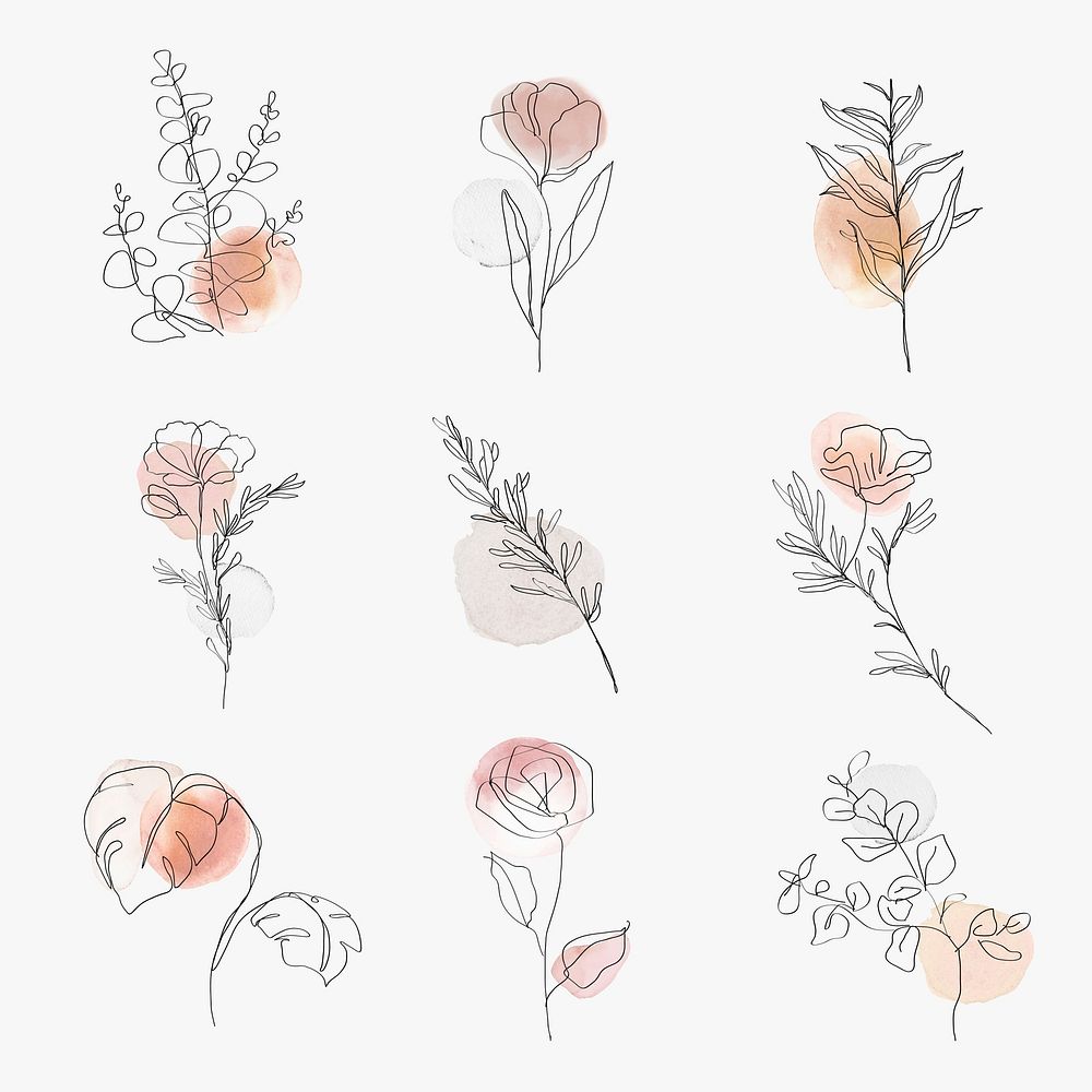 Flowers line art vector botanical | Premium Vector - rawpixel