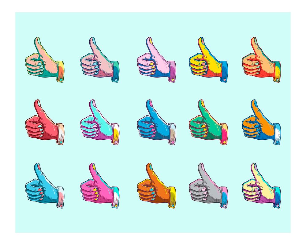 Thumbs up illustration set wall | Premium Photo - rawpixel