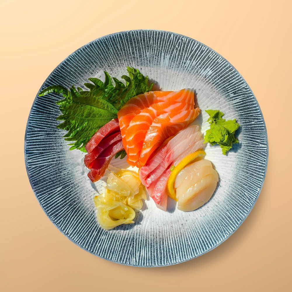 Sashimi on a plate, food | Free PSD - rawpixel