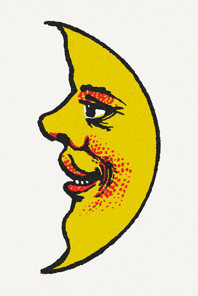 Celestial crescent moon face design | Free PSD Illustration - rawpixel