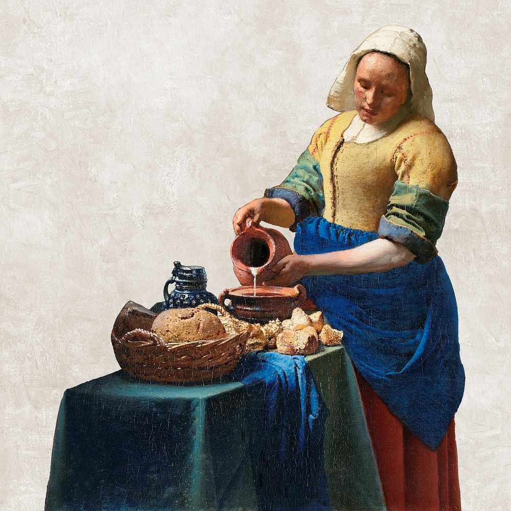The milkmaid illustration, Johannes Vermeer's | Premium Photo ...