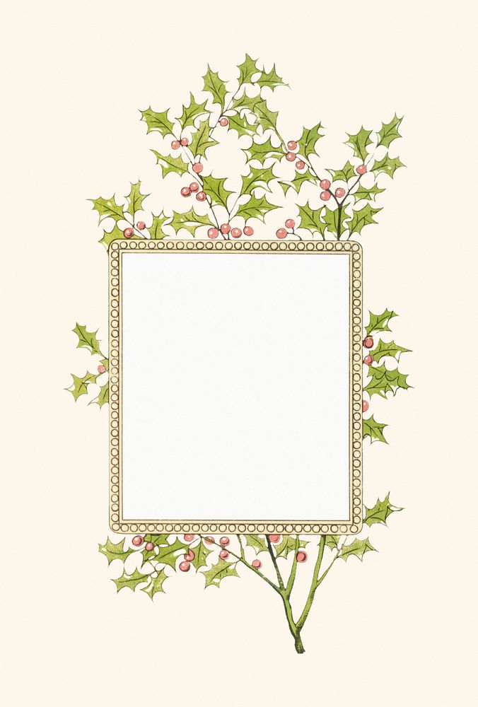 Festive holly leaves frame illustration | Premium PSD Illustration ...